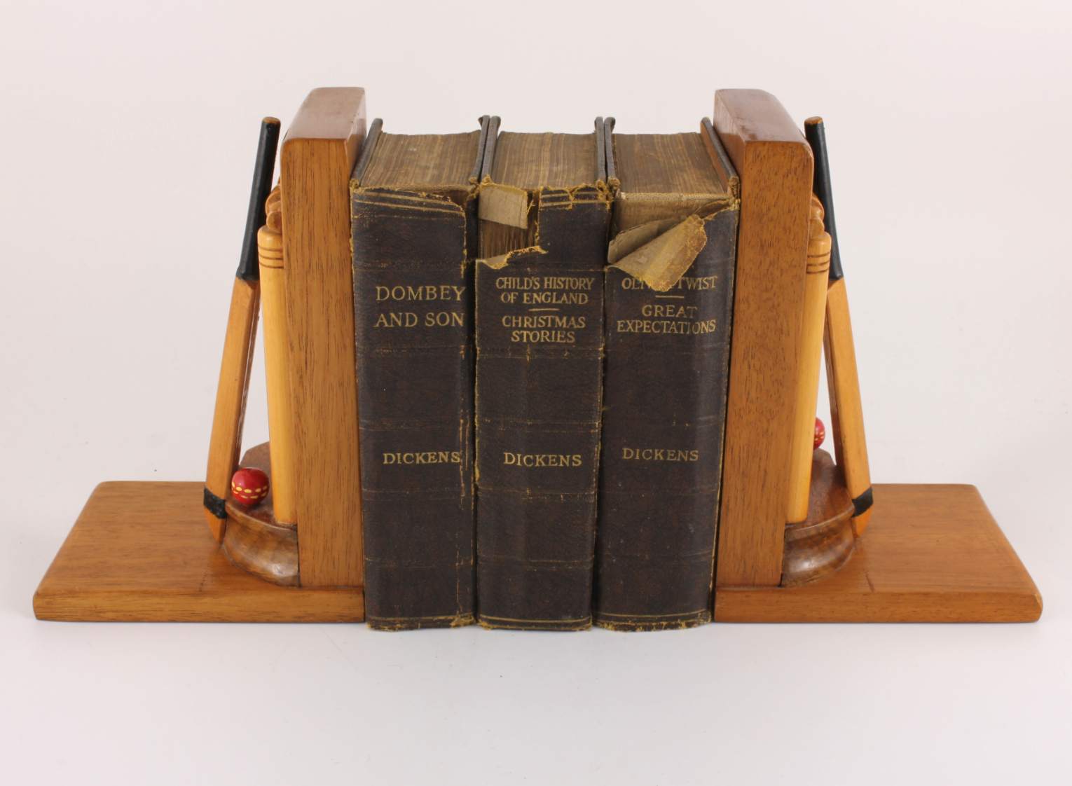 Pair of Bat & Ball Cricket Handmade Wood Bookends. Sports Gift. Mancave.