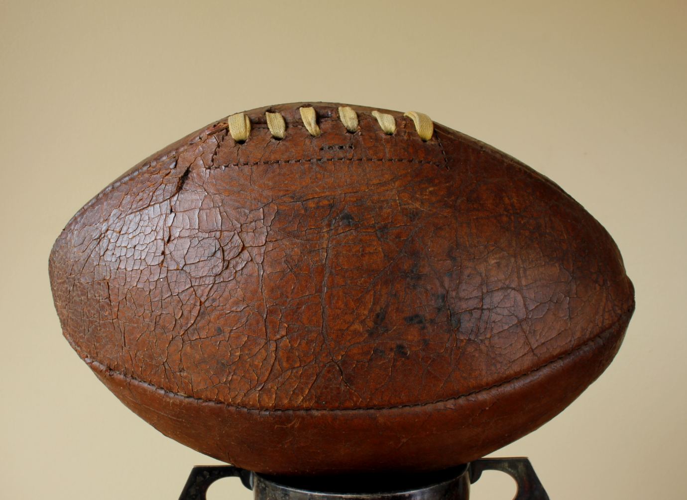 1930's Leather Laced Rugby Ball. Full Size 5 Sports Ball.