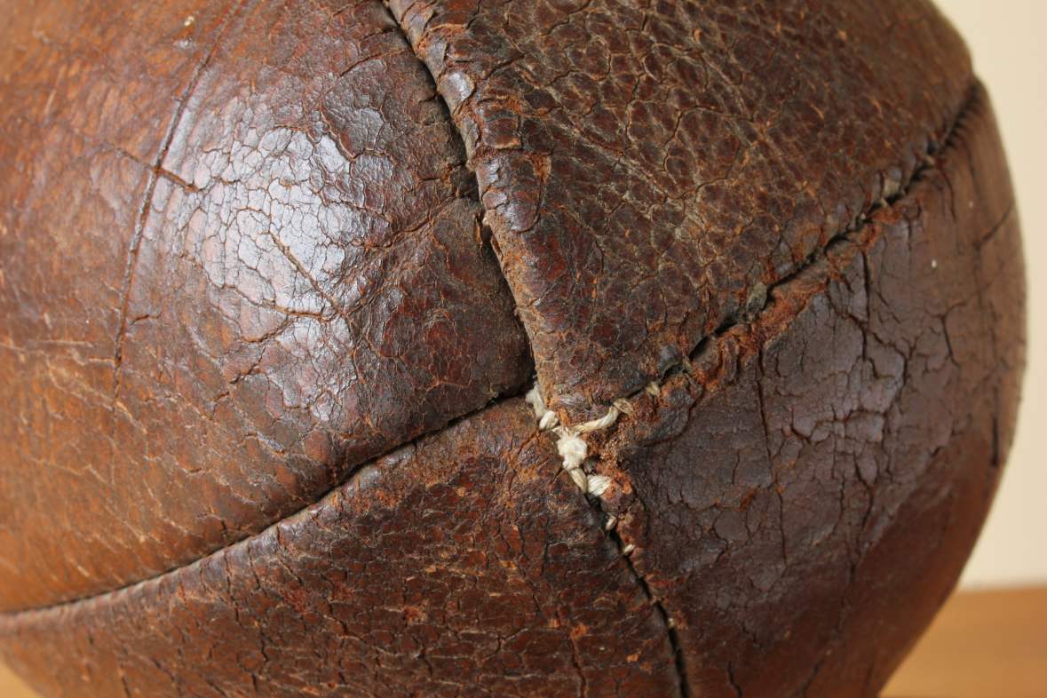 1930's Leather Laced Rugby Ball. Full Size 5 Sports Ball.