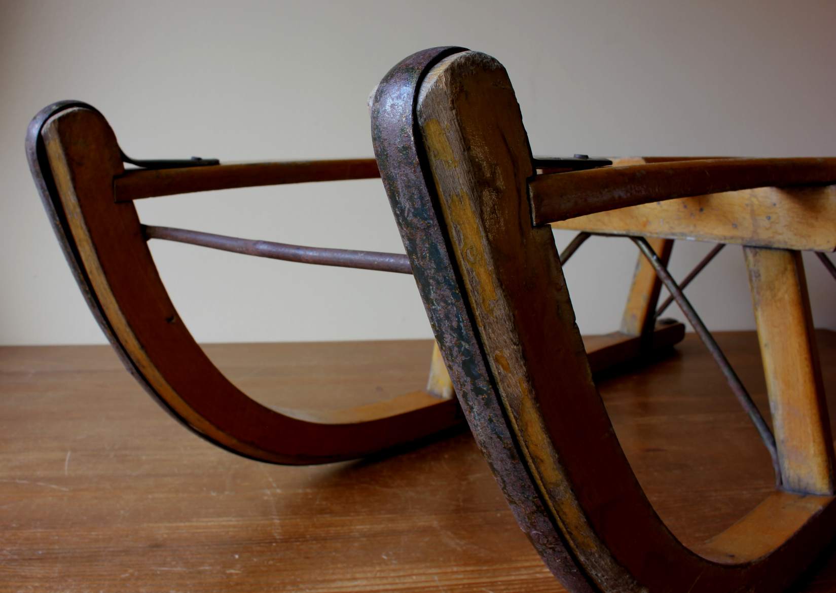 Wooden Sledge. Davos Snow Sleigh. Ski Lodge, Chalet, Hotel, Shop.