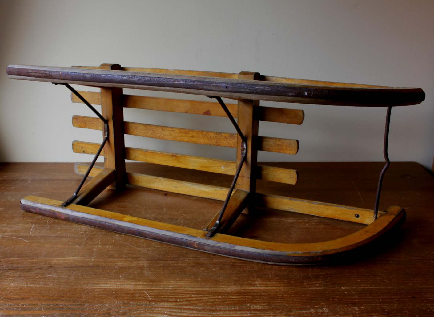 Wooden Sledge. Davos Snow Sleigh. Ski Lodge, Chalet, Hotel, Shop.