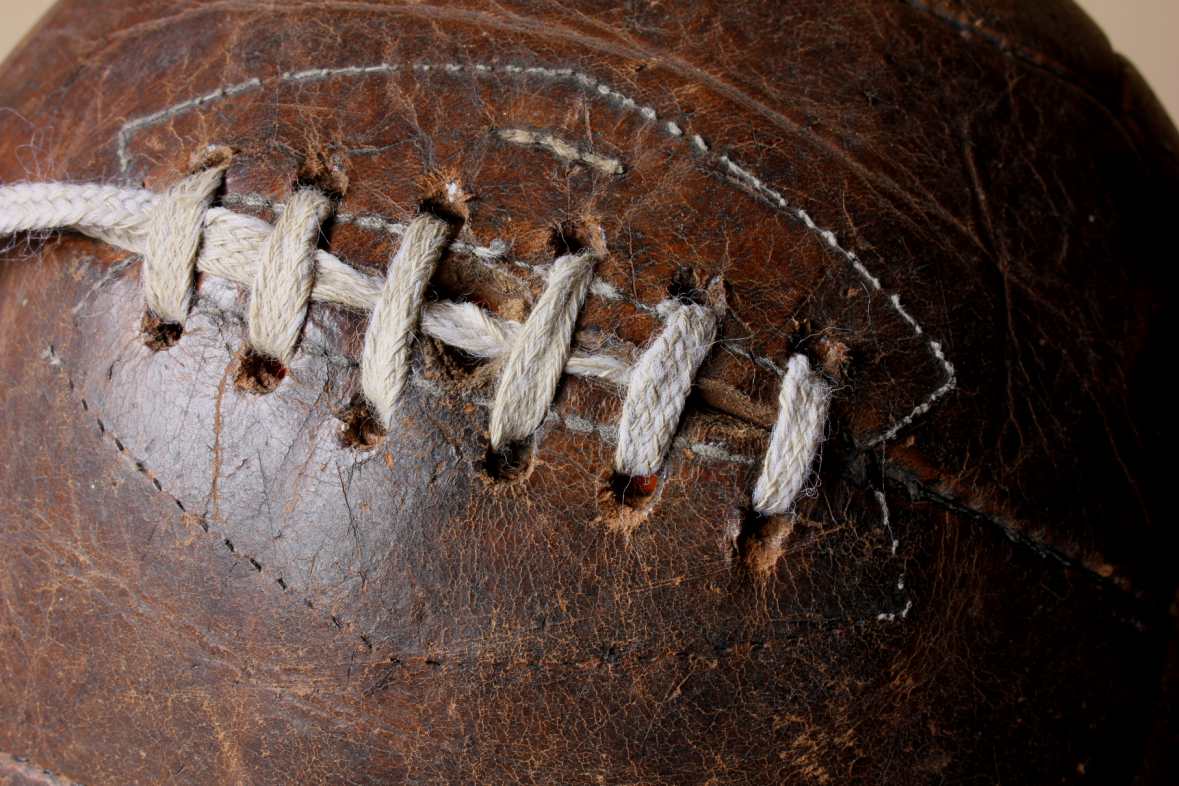 Vintage Leather 12 Panel Soccer Football. Old Antique Laced Ball. c1950.