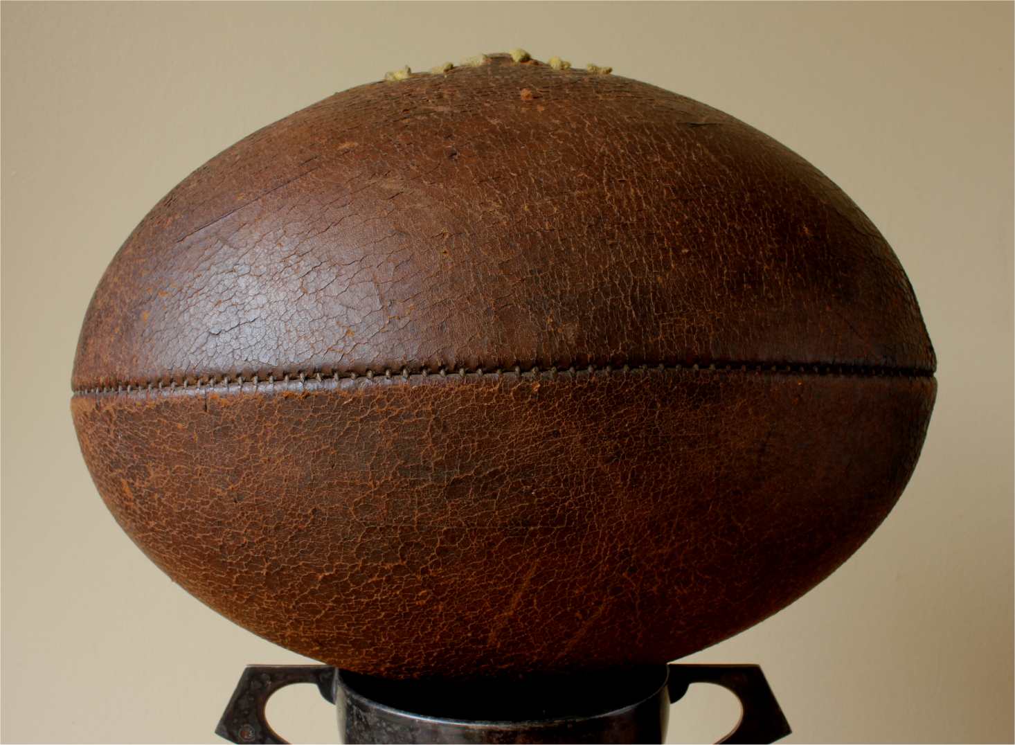 Vintage Large Size 5 Rugby Ball. Leather Rugby Ball. Shop Display. c1940.