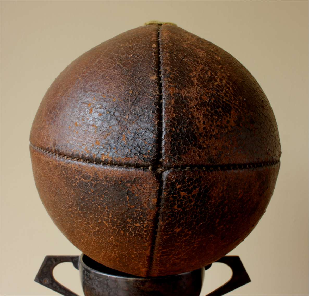 Vintage Large Size 5 Rugby Ball. Leather Rugby Ball. Shop Display. c1940.