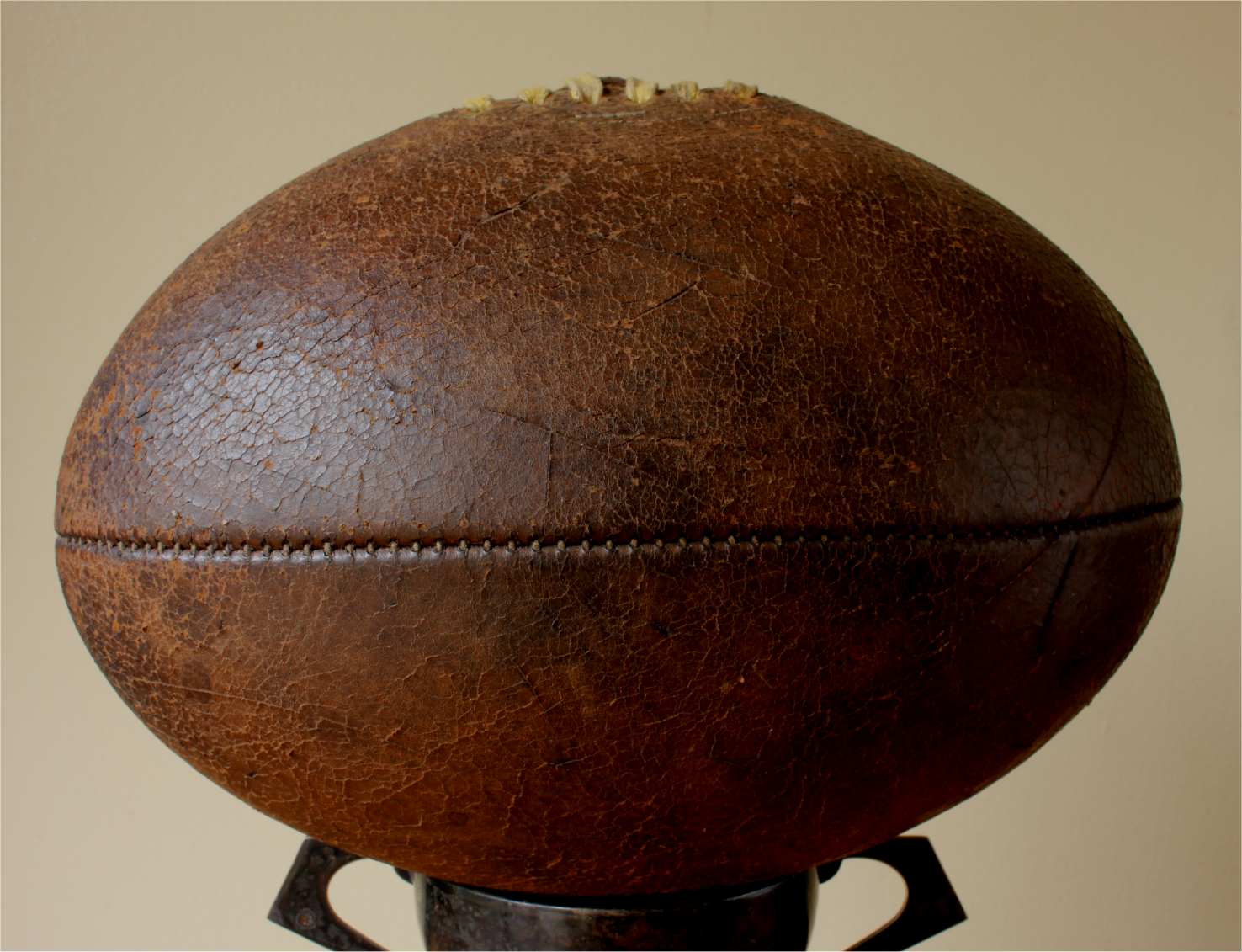 Vintage Large Size 5 Rugby Ball. Leather Rugby Ball. Shop Display. c1940.