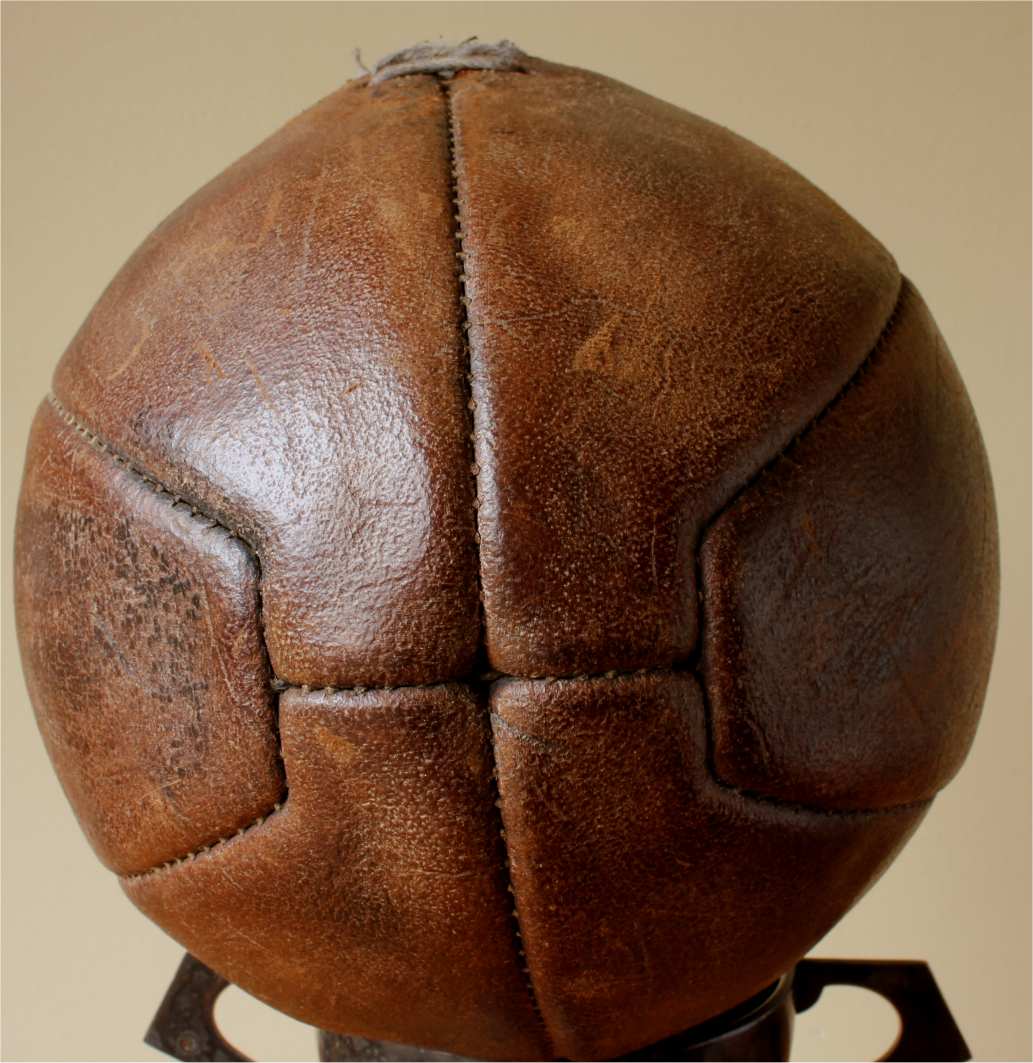 Vintage 6 Panel Laced Rugby Ball. Large Leather Size 5 Antique. c1930.