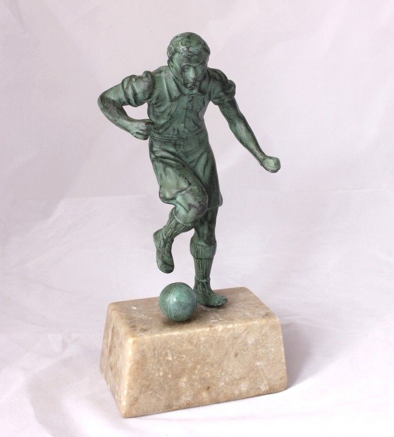 Art Deco Vintage Footballer Statue. Metal Figure of Soccer Player ...