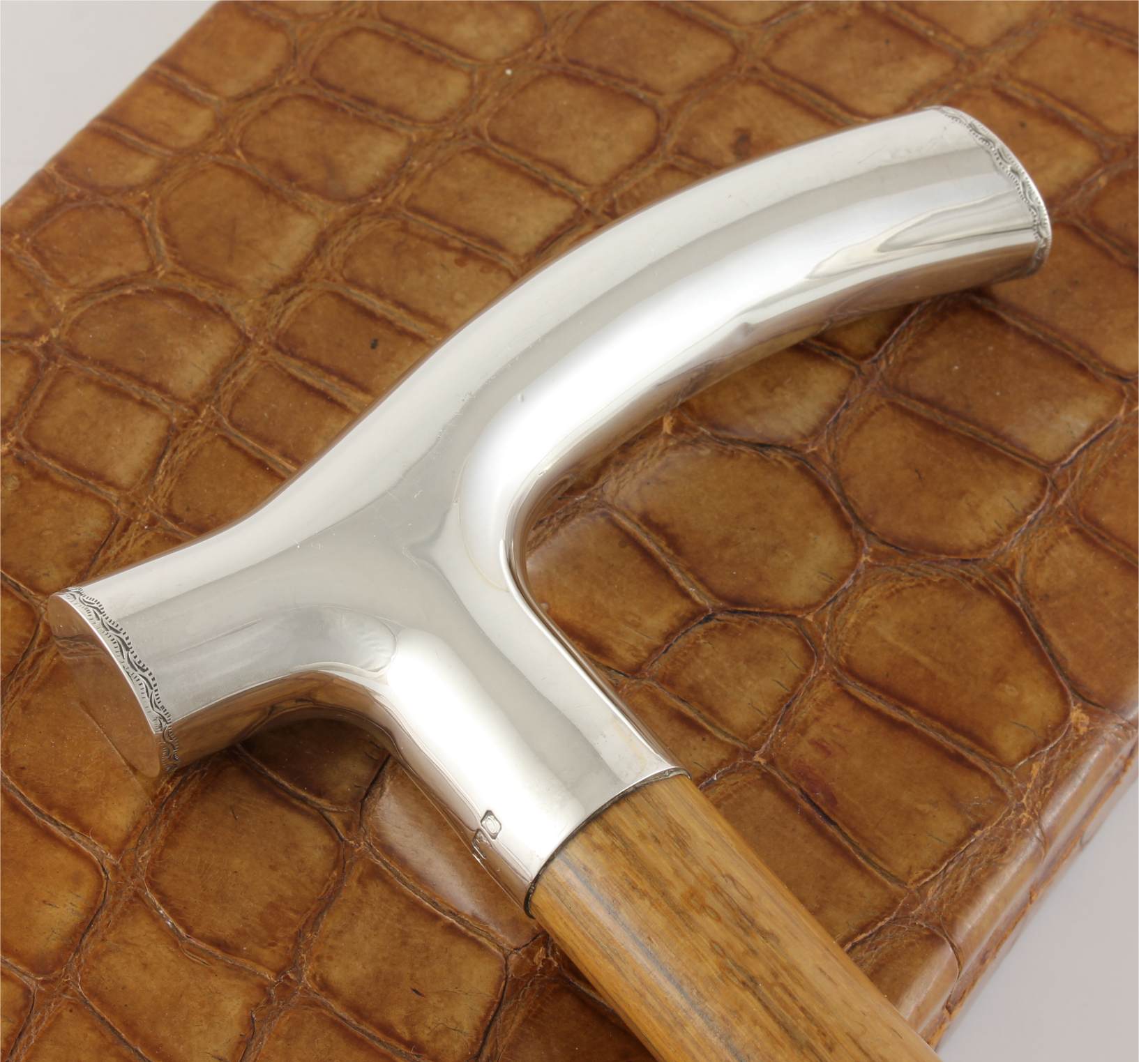 Vintage Silver Topped Opera Walking Cane Stick. Charles S Green. 1988.