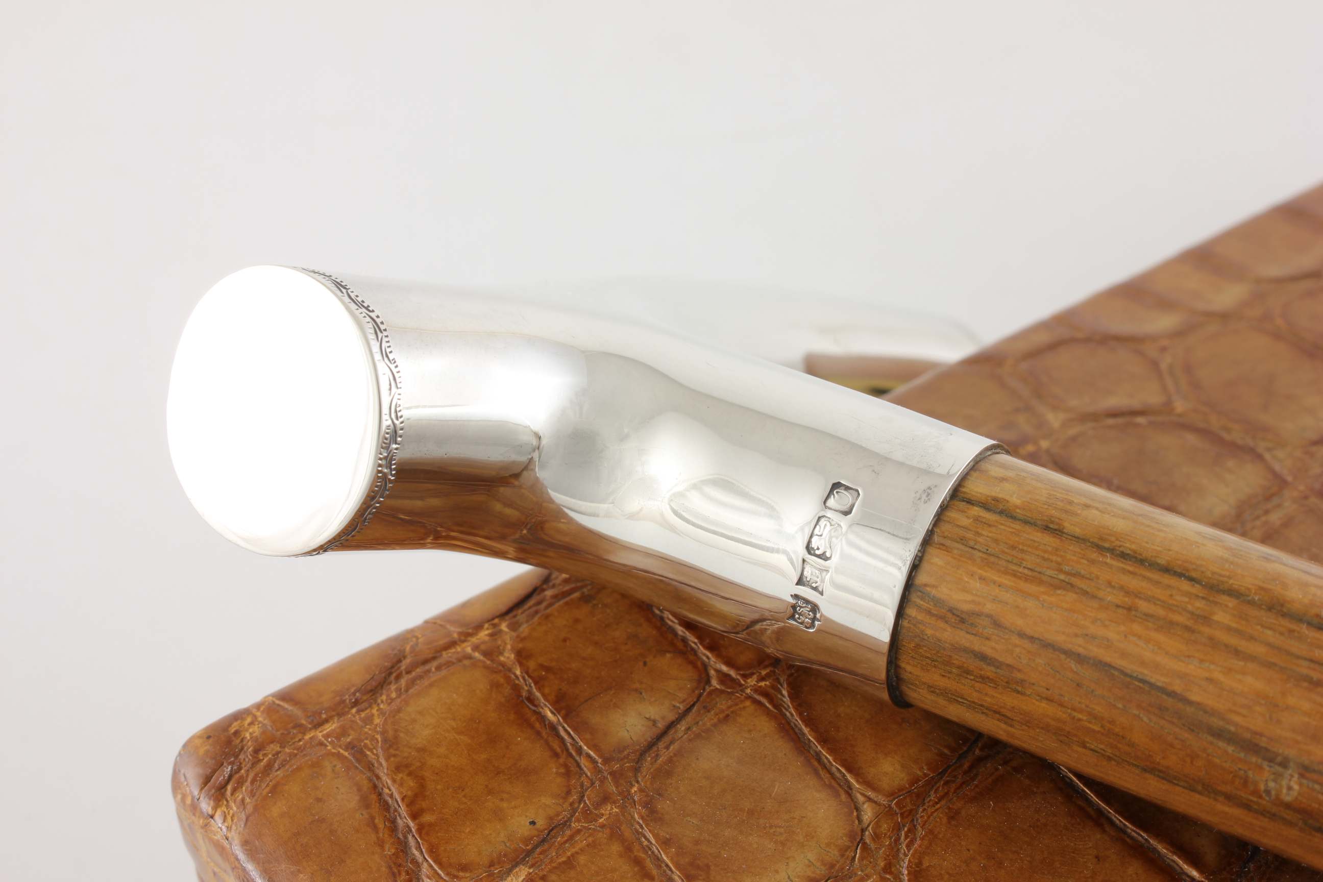 Vintage Silver Topped Opera Walking Cane Stick. Charles S Green. 1988.