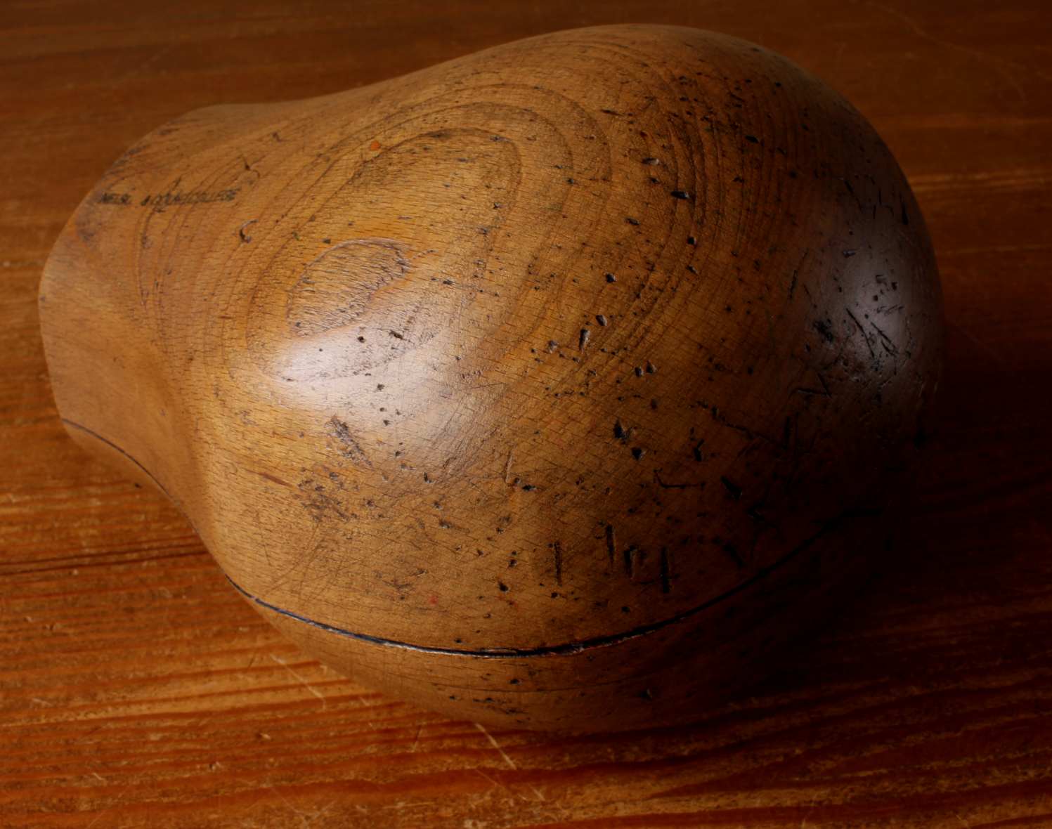 Wooden Head Hat Block. Milliners Stand, Brown Wig Display, Shop or Prop.