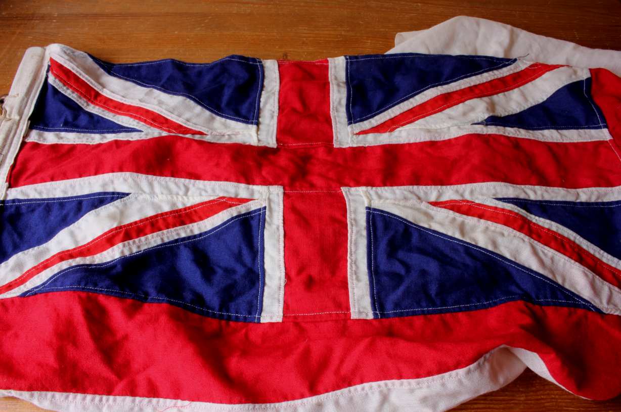 Original Royal Navy WW2 Era Hand Stitched British White Ensign Flag. c1940.