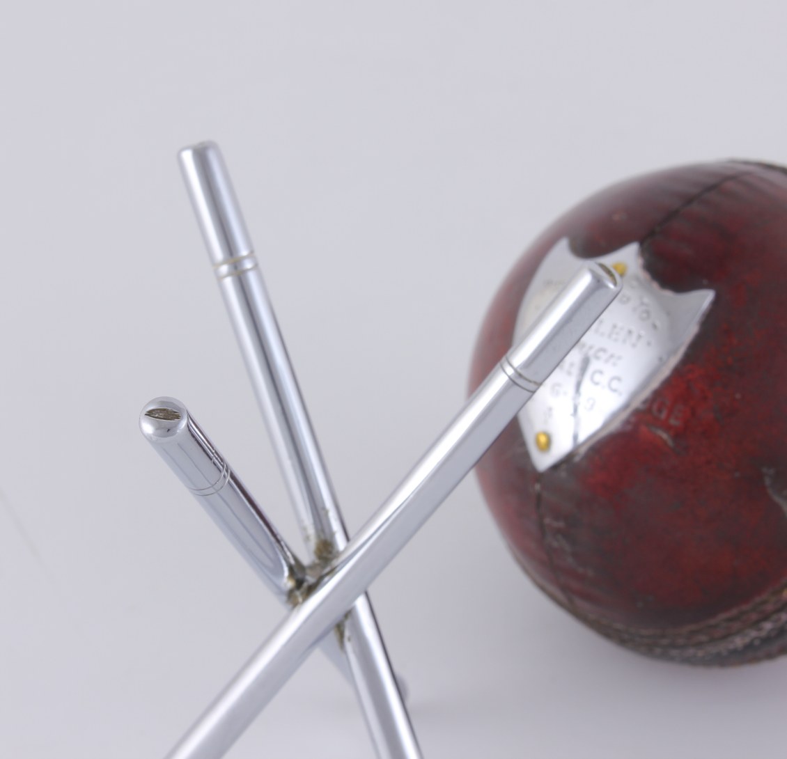 Hat Trick Cricket Ball Trophy. Walsall CC County Match Played 1949.