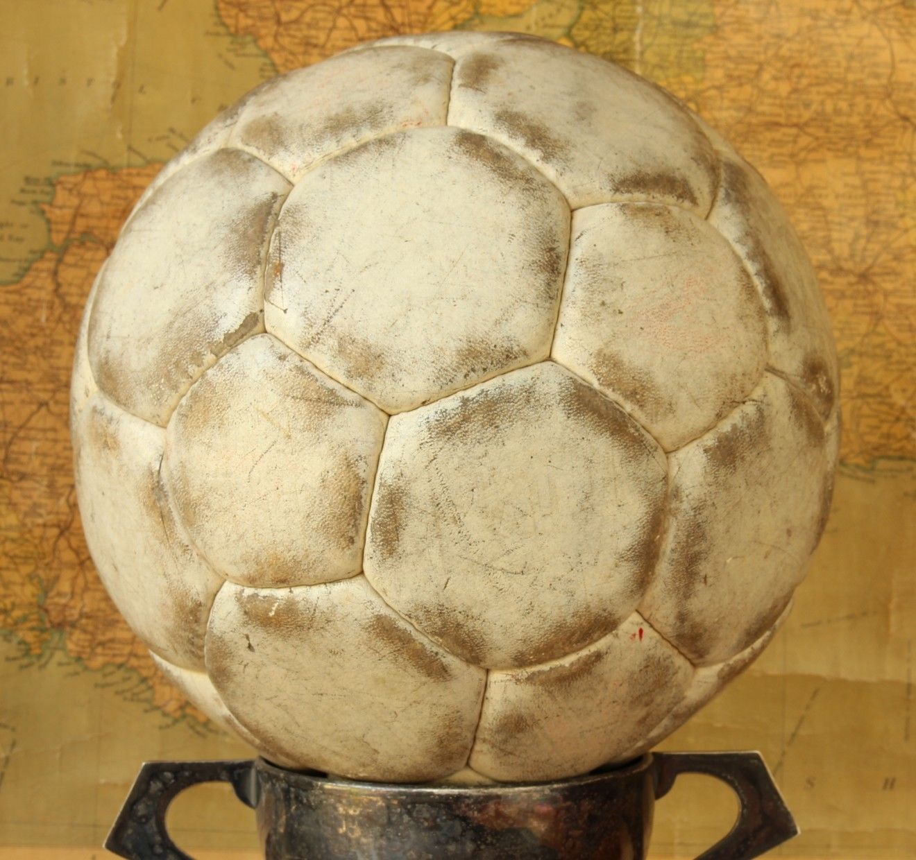 Vintage 1970s White Mitre Leather Football. Old 32 Panel Valve Hole ...