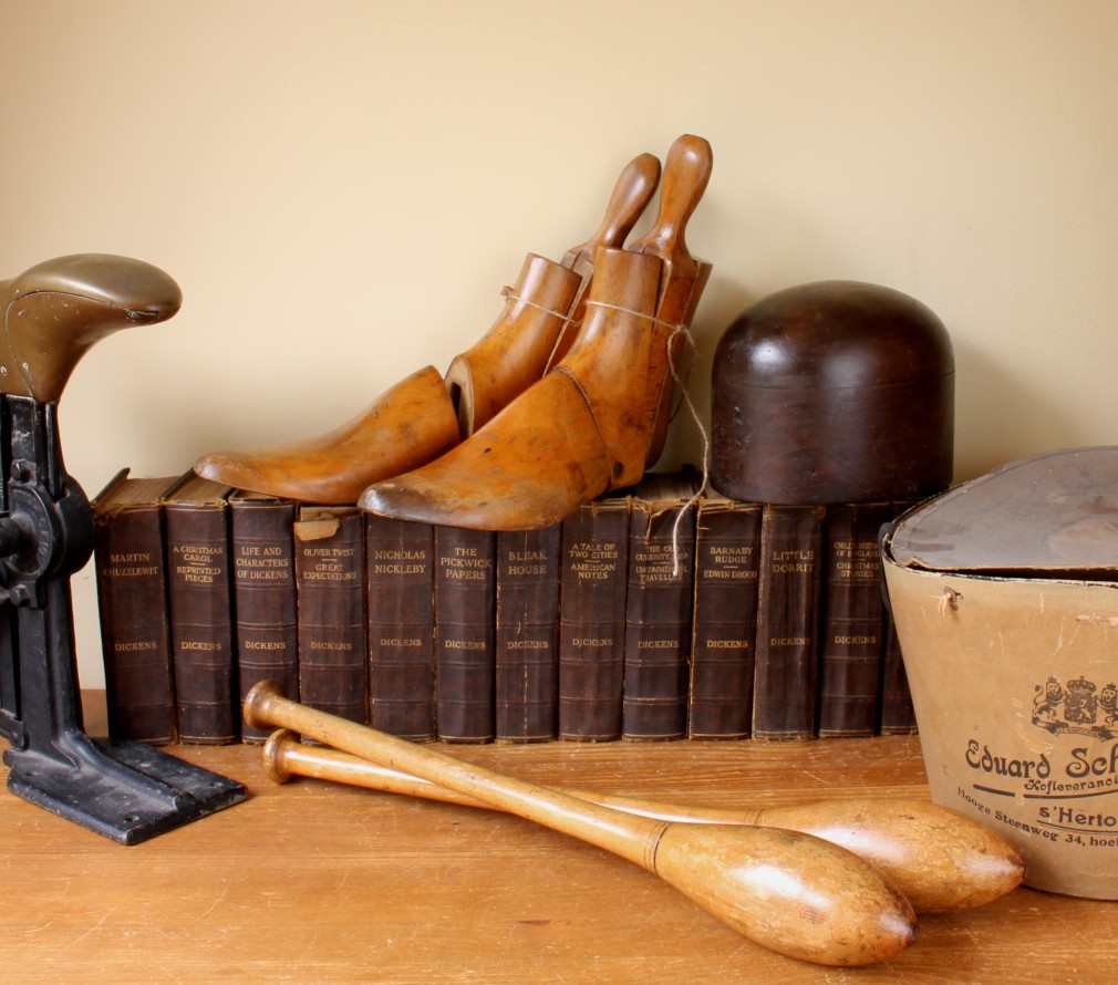 Pair of Wooden 3 Part Boot Lasts. Wood Treen Trees. Shoe Shop.