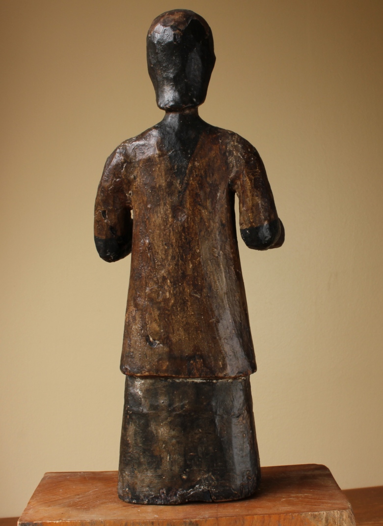 Religious Carved Wooden Jesus Christ Figure. Naive Wood Man Statue.