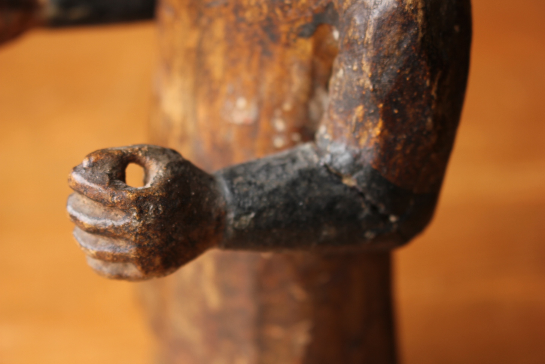 Religious Carved Wooden Jesus Christ Figure. Naive Wood Man Statue.