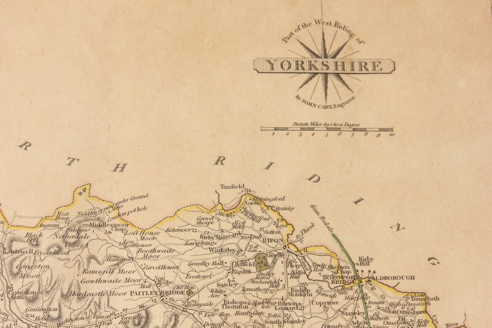 Framed Antique Map of Yorkhire J. Cary 1809. Old Skipton Bolton ...