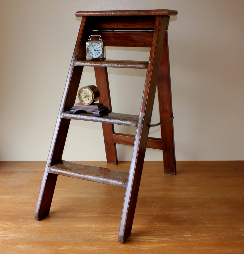 Antique 19th Century Victorian Mahogany Leather Folding Library Steps ...