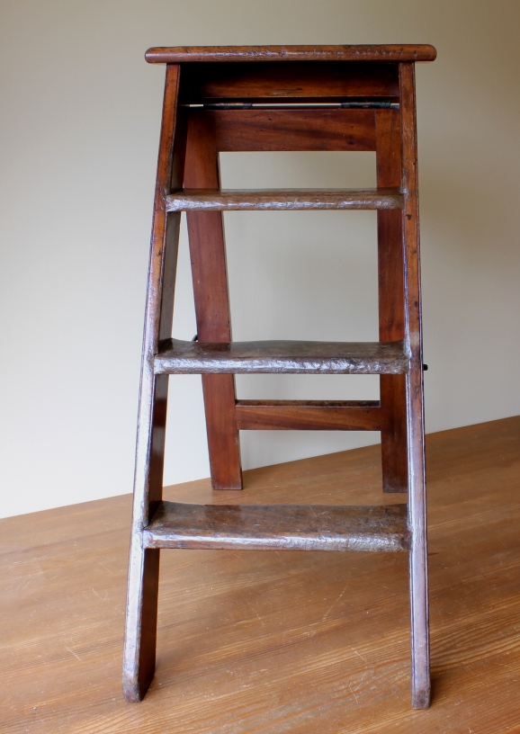 Antique 19th Century Victorian Mahogany Leather Folding Library Steps ...