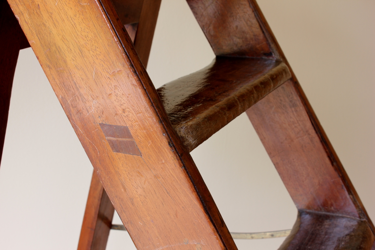 Antique 19th Century Victorian Mahogany Leather Folding Library Steps ...